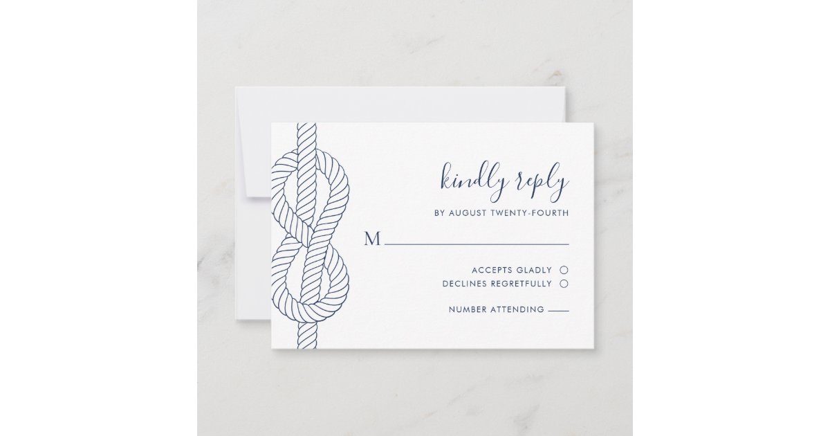 Nautical Rope Knot Wedding RSVP Card | Zazzle