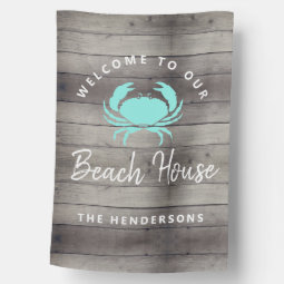 Nautical Rustic Beach House Family Personalized House Flag | Zazzle