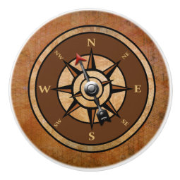 Nautical Rustic Compass Ceramic Knob | Zazzle