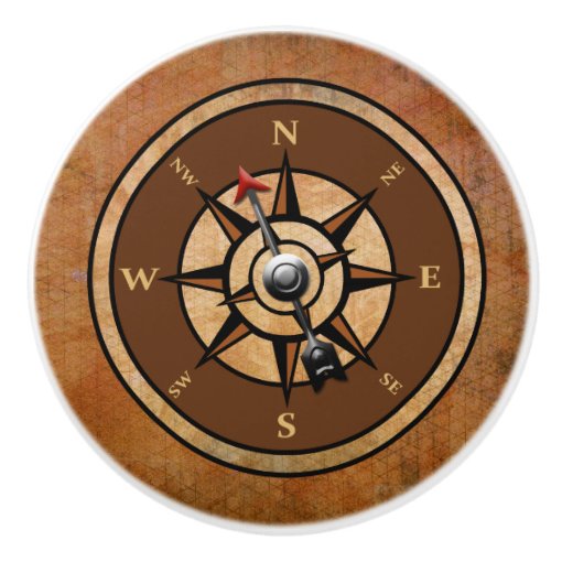 Nautical Rustic Compass Ceramic Knob | Zazzle