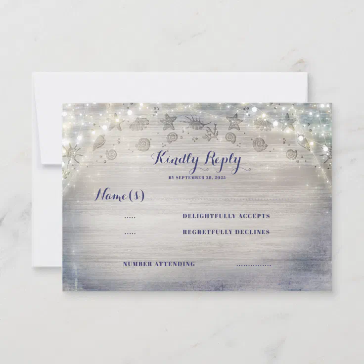 Nautical Rustic Horizontal Wedding RSVP | Zazzle