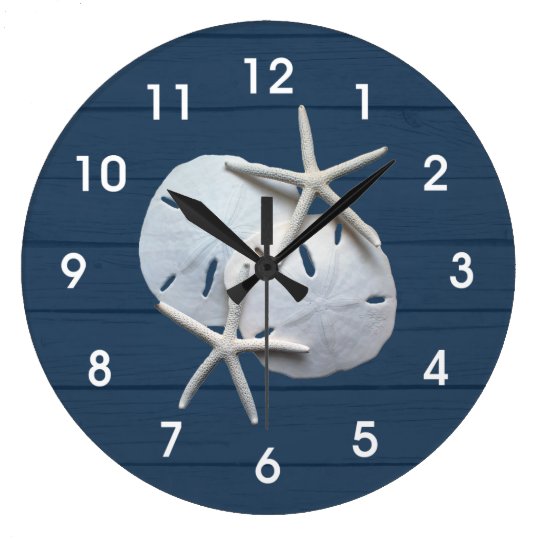 Nautical Rustic Sand Dollar Starfish Wall Clock | Zazzle.com