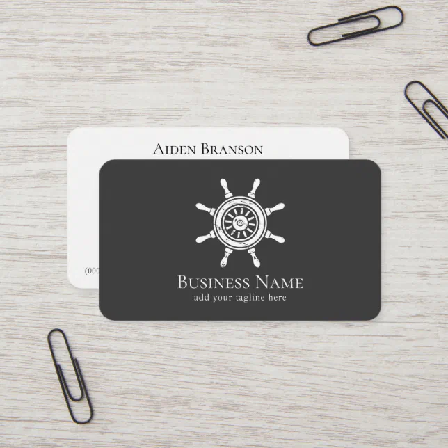 Nautical Rustic Ship Wheel Boat Captain Boating Business Card | Zazzle