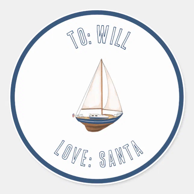 Nautical Sail Boat Custom Gift Tag Sticker | Zazzle
