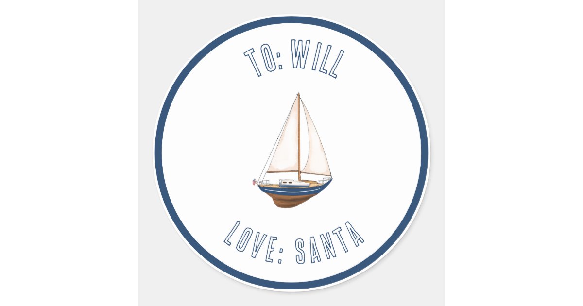 Nautical Sail Boat Custom Gift Tag Sticker | Zazzle