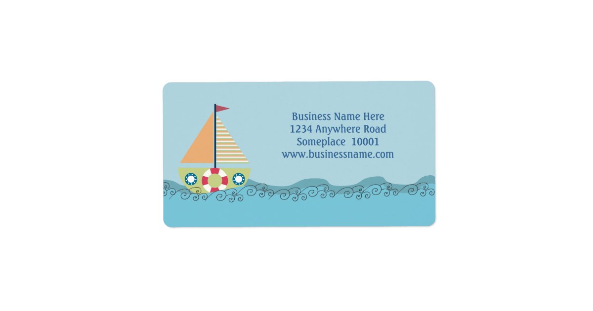 Nautical Sail Boat Ocean Theme Name Address Label | Zazzle