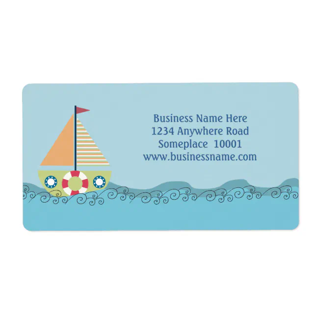 Nautical Sail Boat Ocean Theme Name Address Label | Zazzle