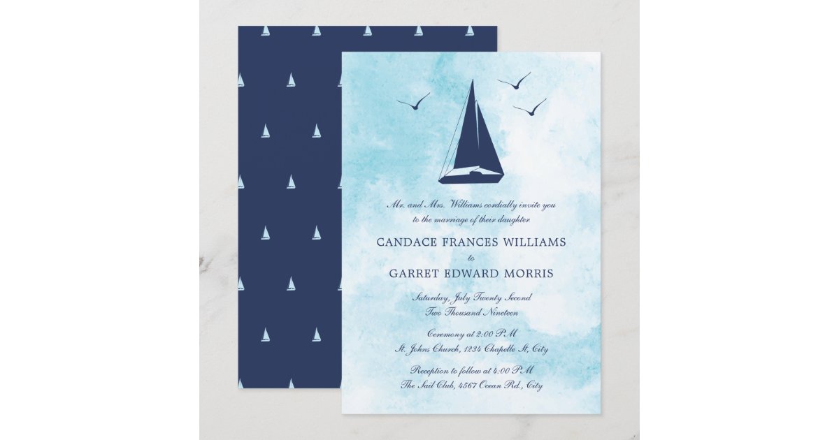 Nautical Sail Boat Wedding Invitation | Zazzle