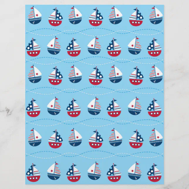 Nautical Sailboat Baby Scrapbook Paper | Zazzle