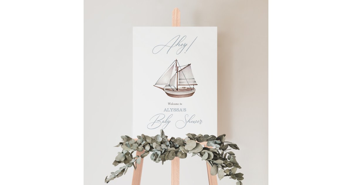 Nautical Sailboat Baby Shower Ahoy Welcome Sign | Zazzle