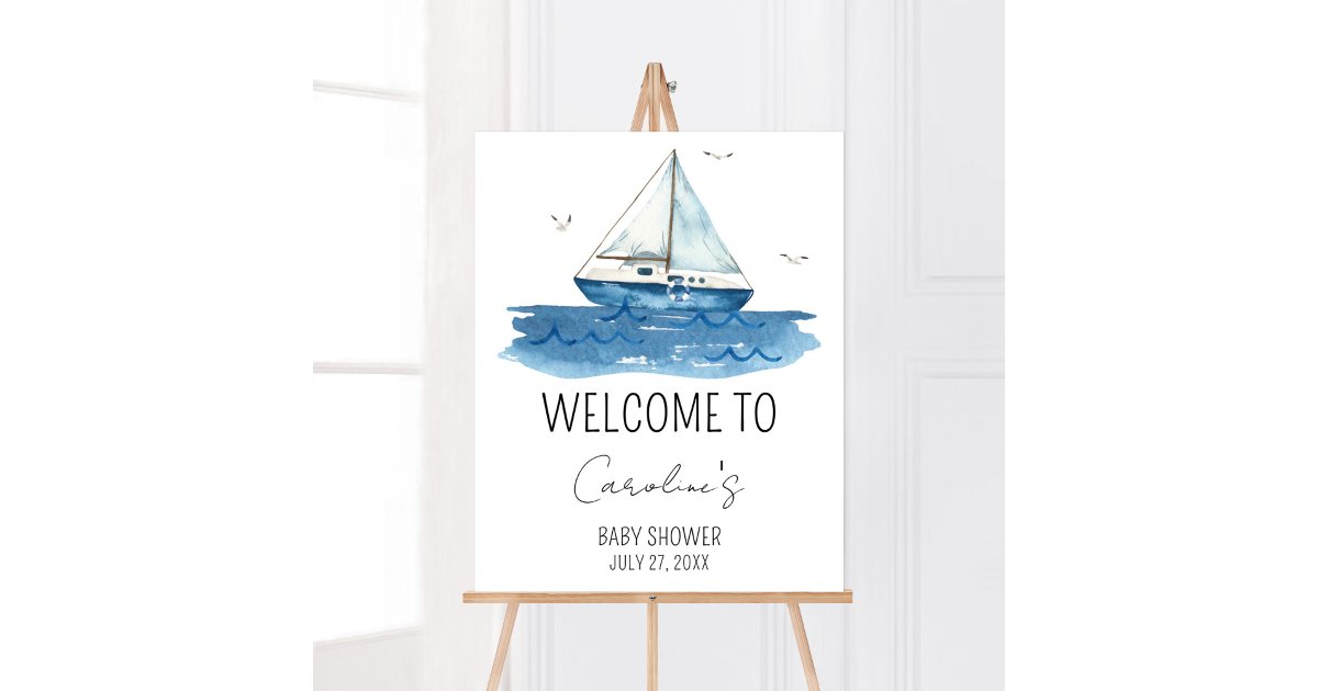 Nautical Sailboat Baby Shower Welcome Poster | Zazzle