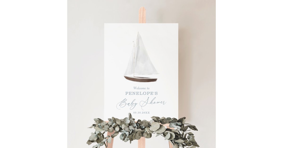 Nautical Sailboat Baby Shower Welcome Sign | Zazzle
