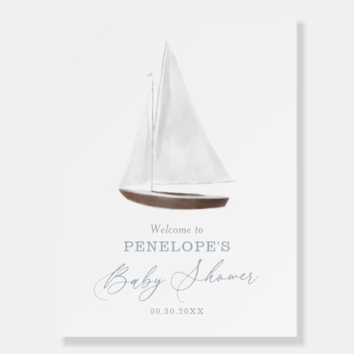 Nautical Sailboat Baby Shower Welcome Sign | Zazzle