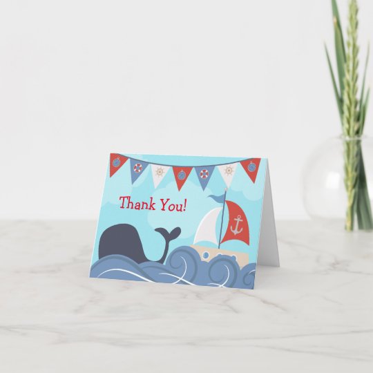 Nautical Sailboat Beach Ocean Whale Thank You | Zazzle.com