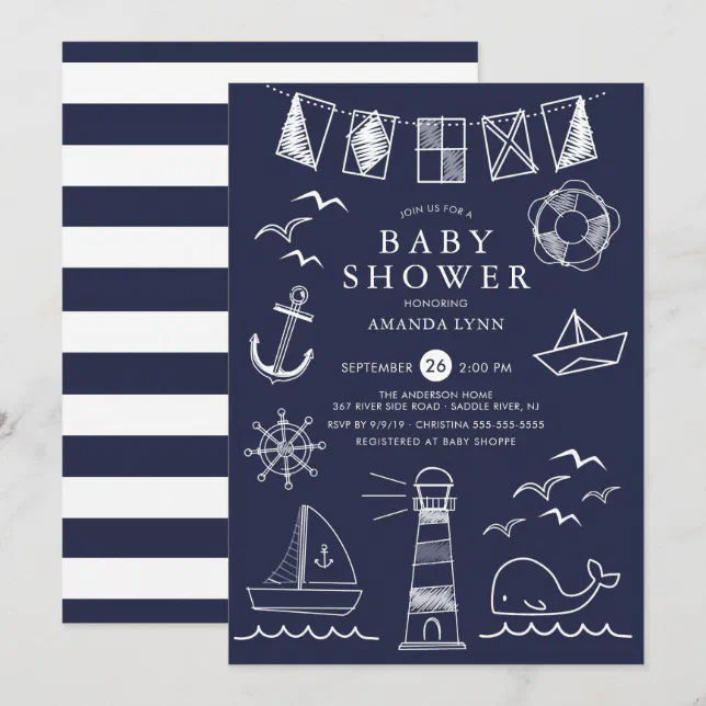 Nautical Sailboat Boy Baby Shower Invitation | Zazzle