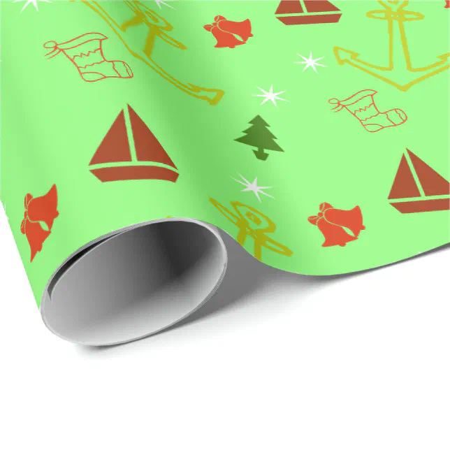 Nautical Sailboat Christmas Holiday Gift Wrap | Zazzle