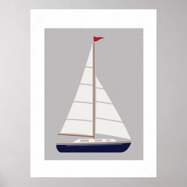 Nautical sailboat printable art poster | Zazzle