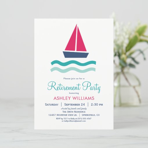 Nautical Sailboat Retirement Party Invitation | Zazzle