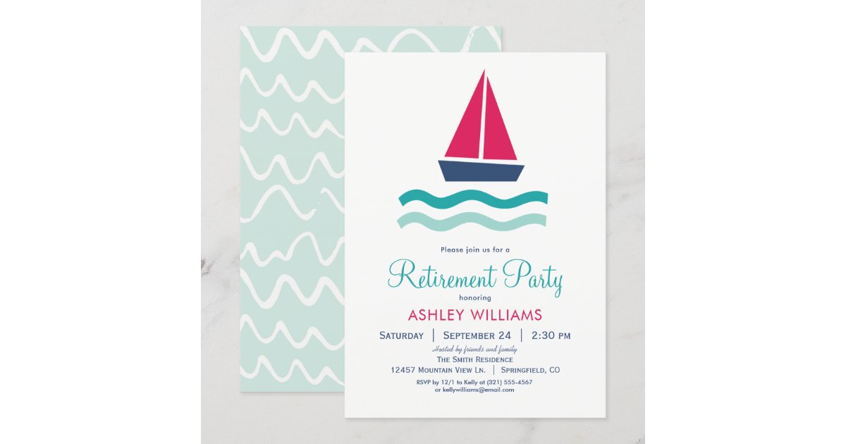 Nautical Sailboat Retirement Party Invitation | Zazzle