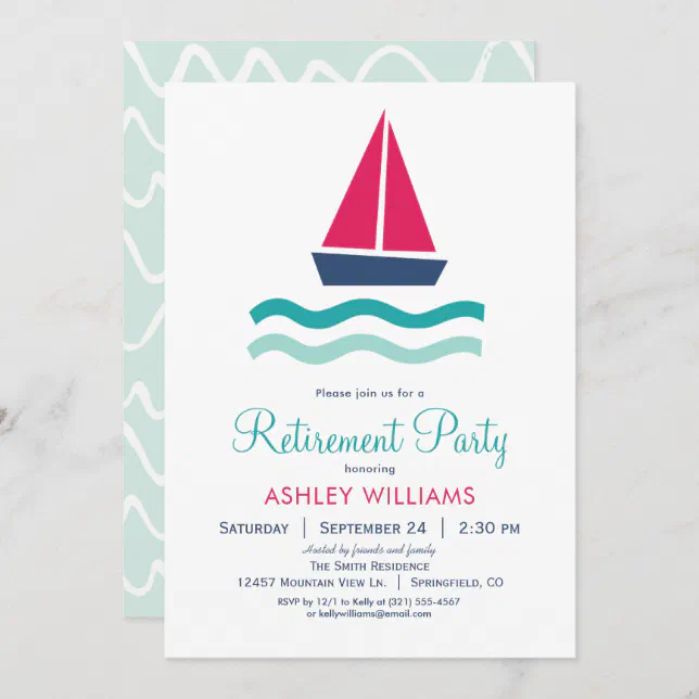 Nautical Sailboat Retirement Party Invitation | Zazzle