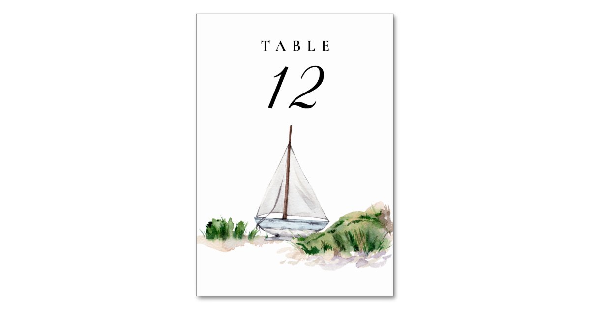 Nautical Sailboat Wedding Table Number | Zazzle