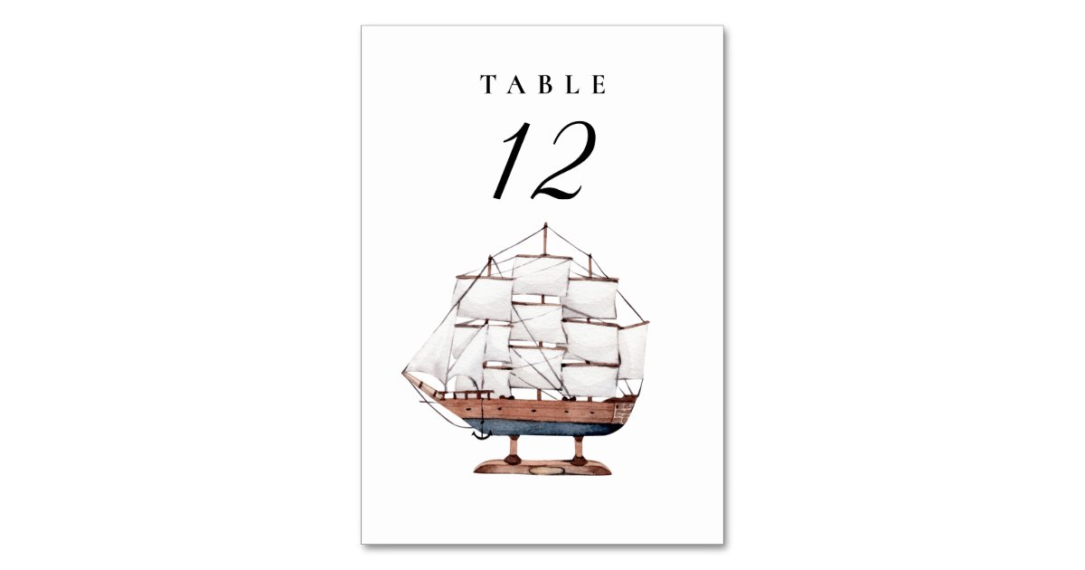 Nautical Sailboat Wedding Table Number | Zazzle
