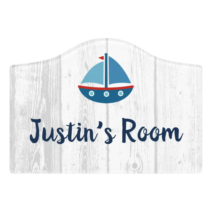 Nautical sailboat with rustic wood texture welcome door sign | Zazzle