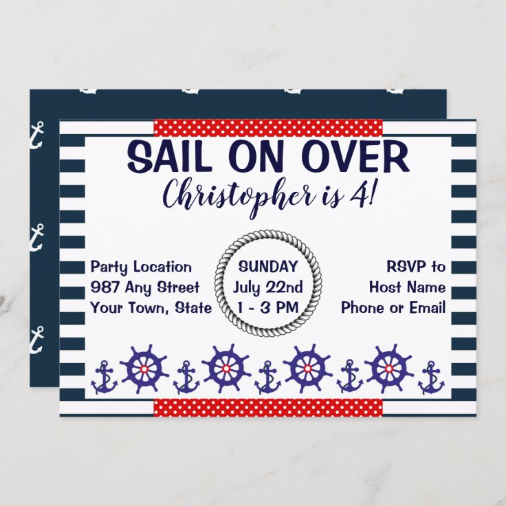 Nautical Sailing Birthday Invitation | Zazzle