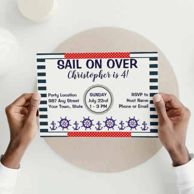 Nautical Sailing Birthday Invitation | Zazzle