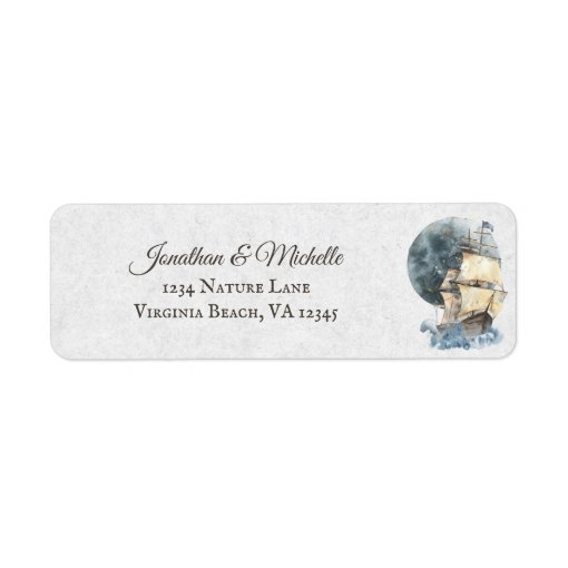 Nautical Sailing Ship and Full Moon Address Label | Zazzle