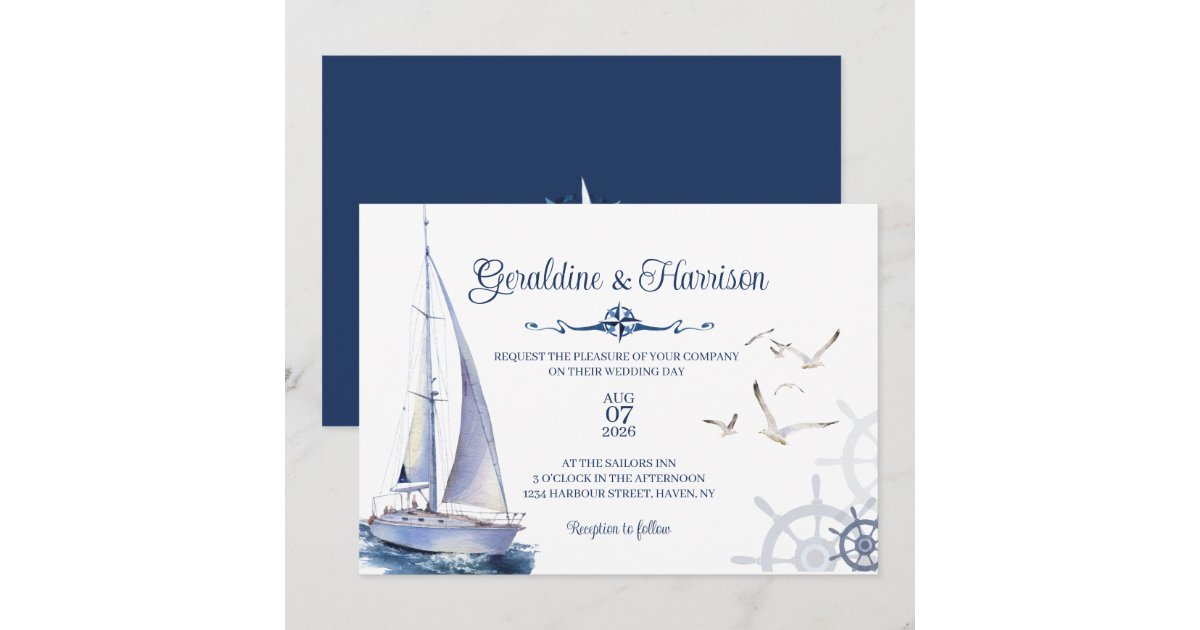 Nautical Sailing Yacht Wedding Invitation | Zazzle