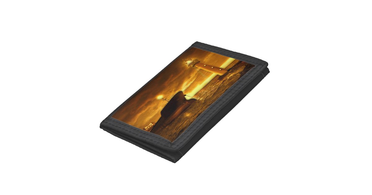 Nautical Scene with Lighthouse Trifold Wallet | Zazzle