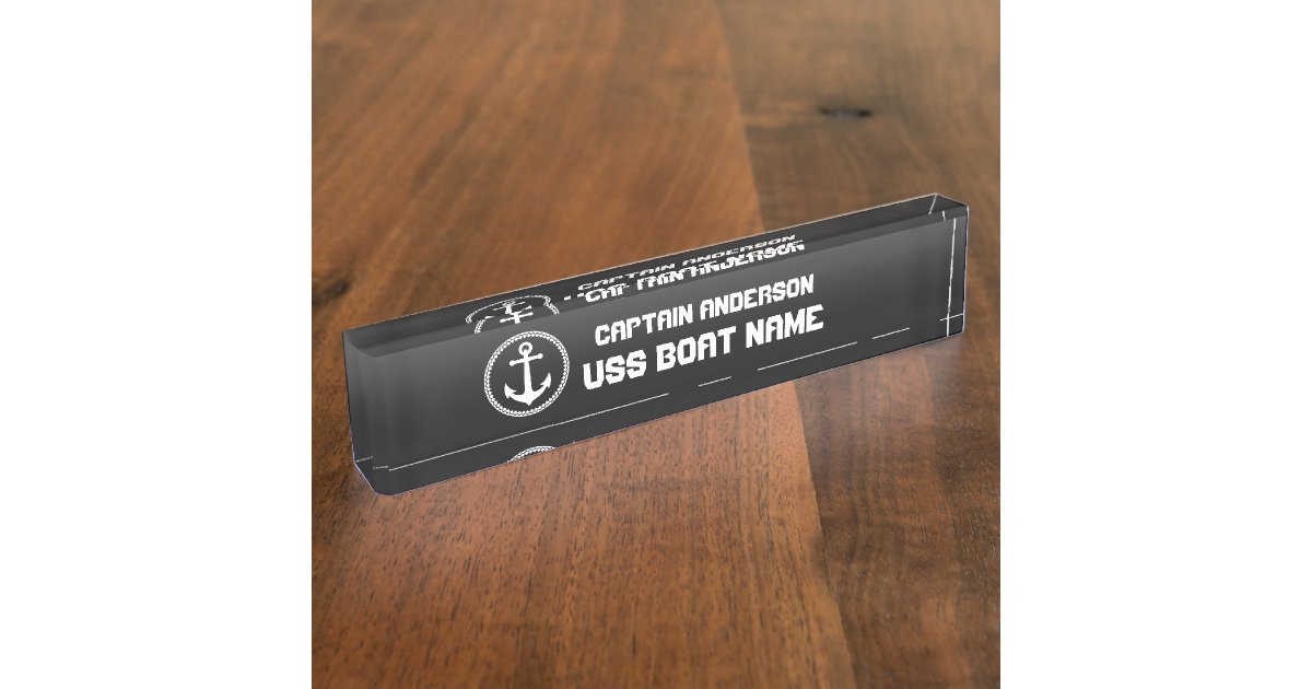 Nautical Sea Anchor Modern Captain and Boat Desk Name Plate | Zazzle