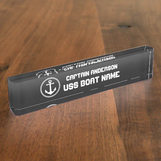 Nautical Sea Anchor Modern Captain and Boat Desk Name Plate | Zazzle