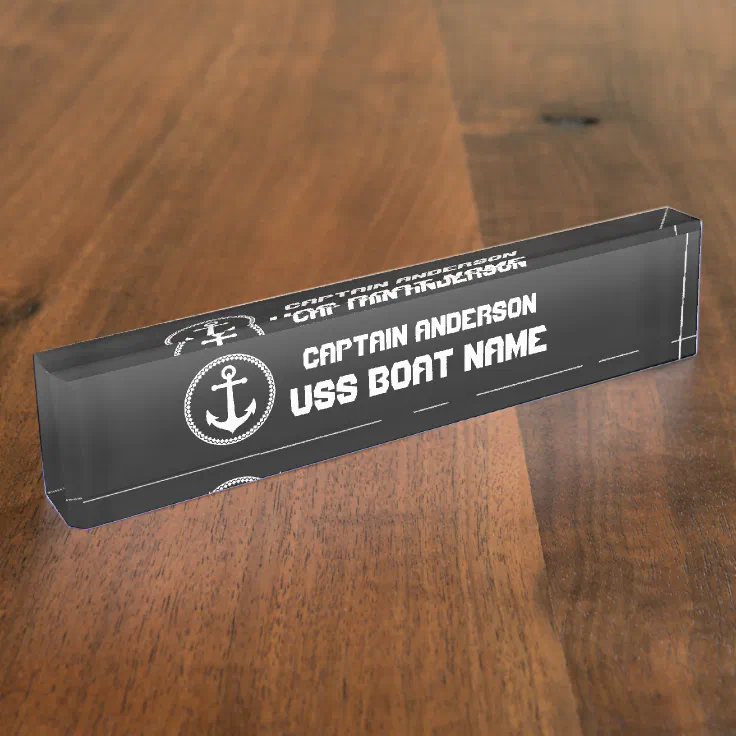 Nautical Sea Anchor Modern Captain and Boat Desk Name Plate | Zazzle