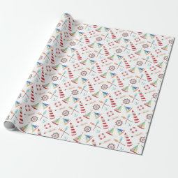 nautical sea lighthouse wrapping paper | Zazzle