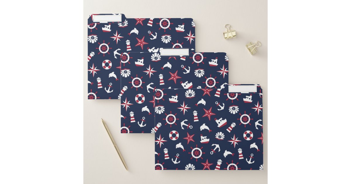 Nautical Sea Pattern File Folder | Zazzle