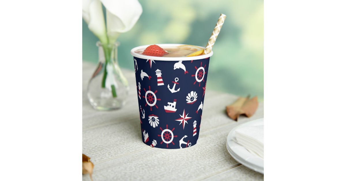 Nautical Sea Pattern Paper Cups | Zazzle