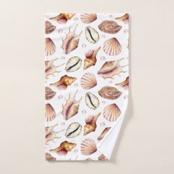 Nautical Sea Shell Pattern Bath Towel Set | Zazzle