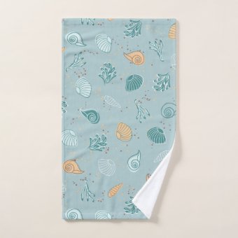 Nautical Sea Shells Pattern Marine Life Coastal Bath Towel Set | Zazzle