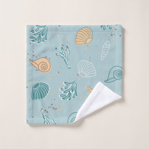 Nautical Sea Shells Pattern Marine Life Coastal Bath Towel Set | Zazzle