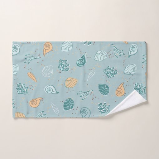 Nautical Sea Shells Pattern Marine Life Coastal Bath Towel Set | Zazzle