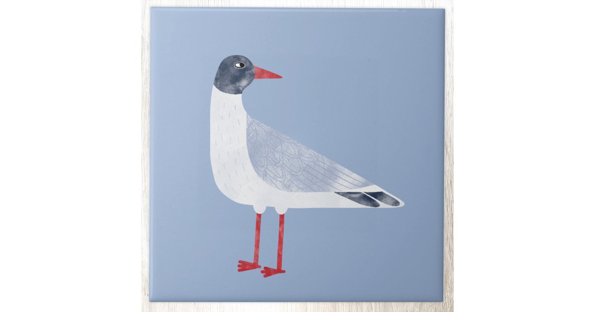 Nautical Seagull Bird Sky Blue Ceramic Tile | Zazzle