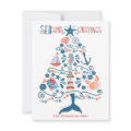 Nautical Seas and Greetings Beach Christmas Tree Holiday Card | Zazzle