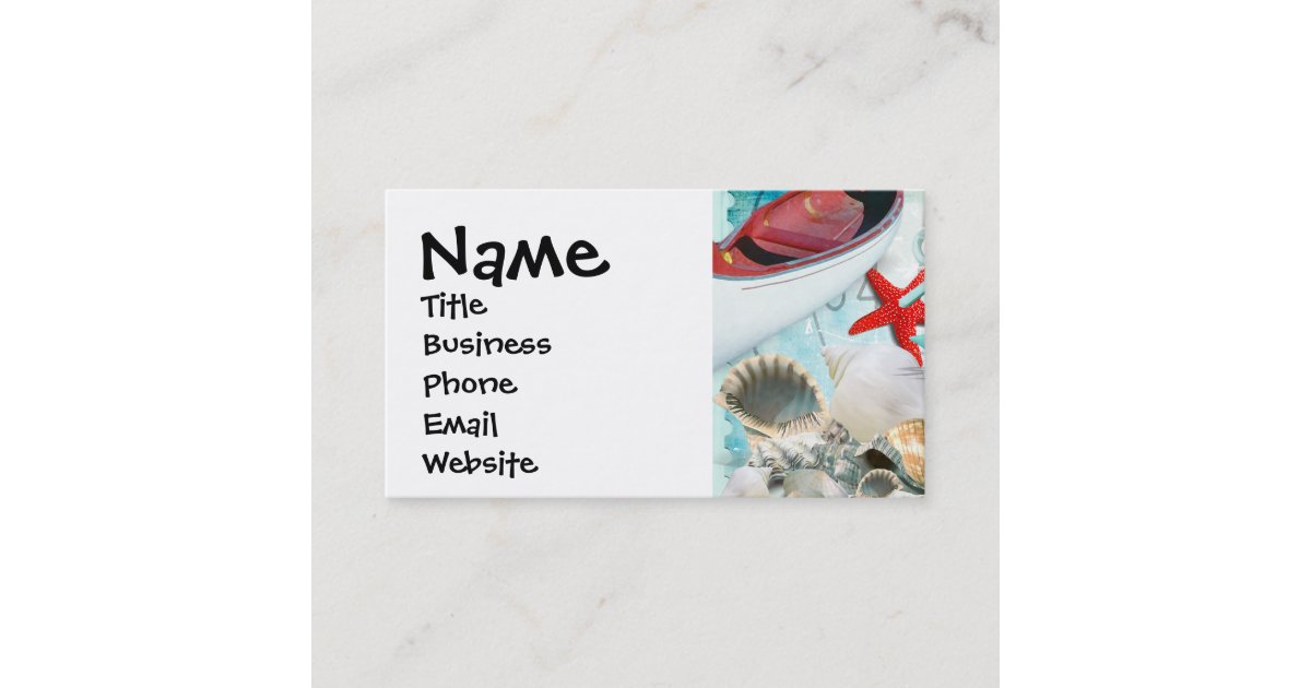 Nautical Seashells Anchor Starfish Beach Theme Business Card | Zazzle