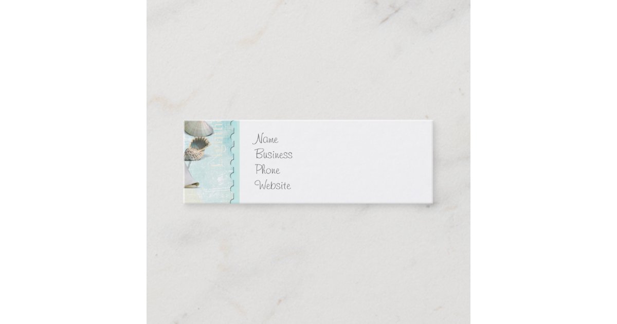 Nautical Seashells Anchor Starfish Beach Theme Mini Business Card | Zazzle