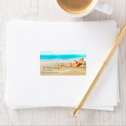 Nautical Seashells & Beach 2 - Template Label | Zazzle