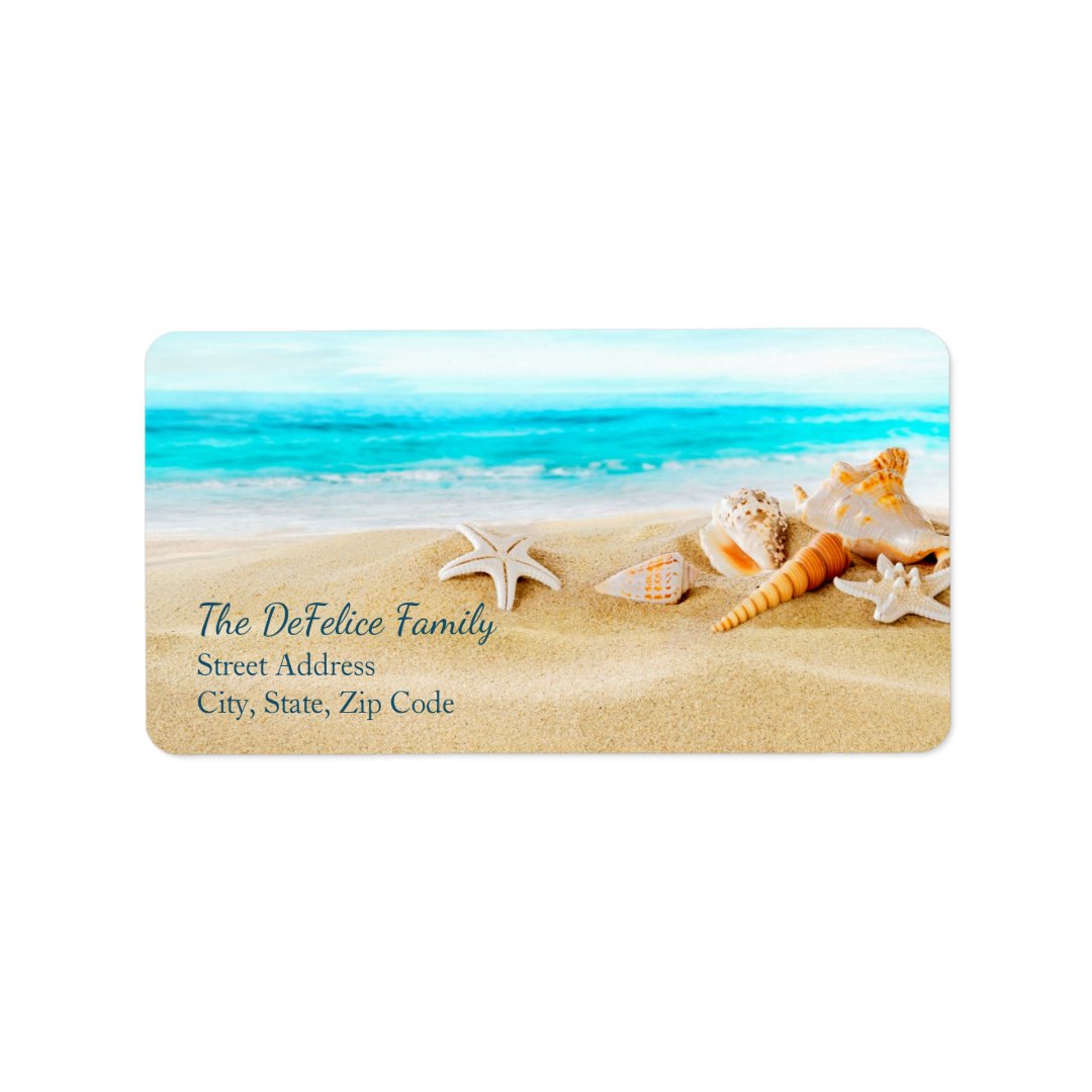 Nautical Seashells & Beach 2 - Template Label | Zazzle