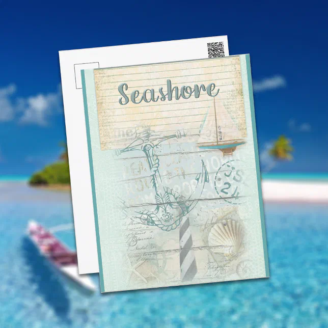 Nautical Seashore Retro Postcard | Zazzle