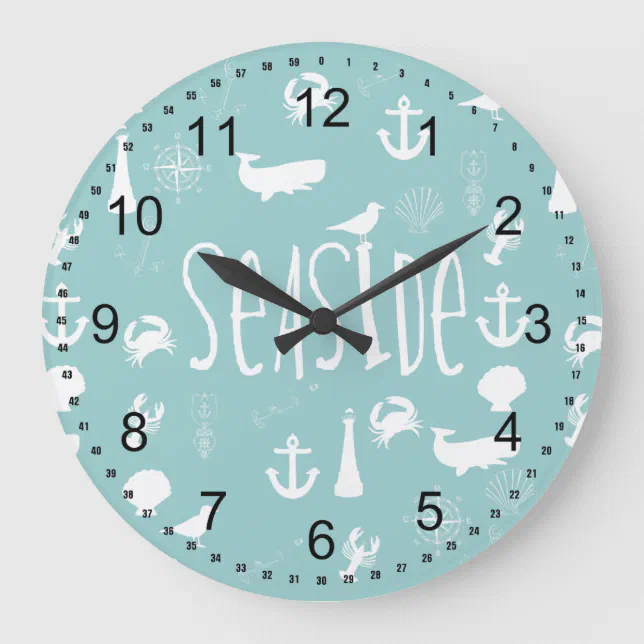 Nautical Seaside Large Clock | Zazzle